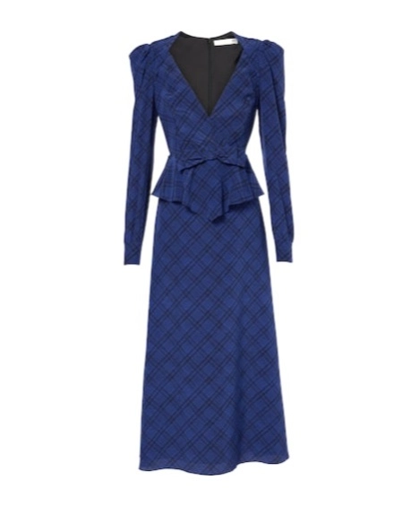 Alessandra Rich Tartan Silk Midi Dress