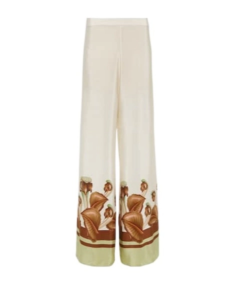 ADRIANA DEGREAS Arisaema High-rise Printed Silk Wide-leg Pants - Brown