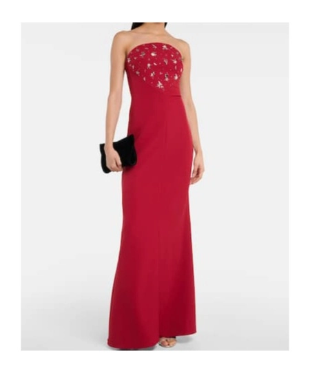 SAFIYAA LONDON Makkari Embellished Strapless Crêpe Gown