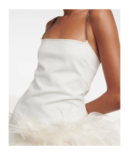 Attico Fujiko Feather-trimmed Minidress