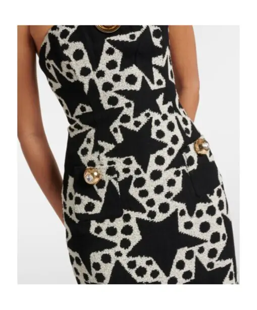 AREA Crystal-embellished Jacquard Maxi Dress