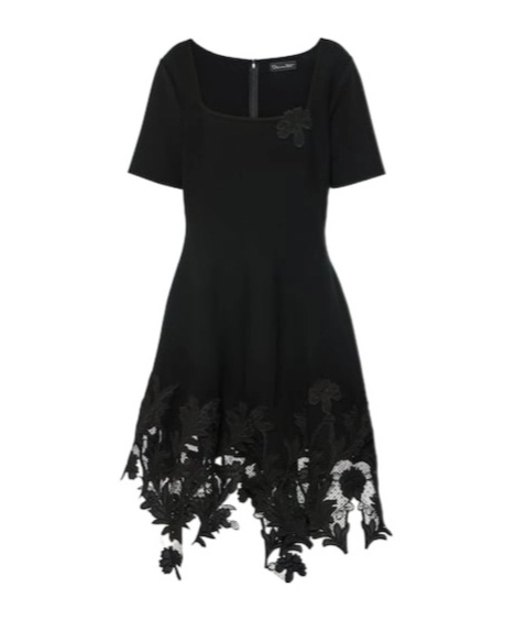 Oscar De La Renta Lace-trimmed Knitted Minidress - Black
