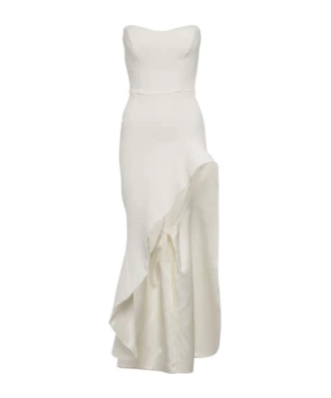 Maticevski Strapless Ruffled Evening Gown - White