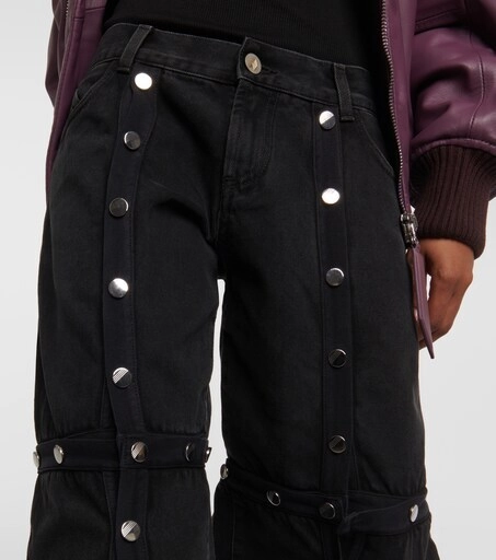Attico Studded Low-rise Straight Leg Jeans