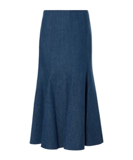 Gabriela Hearst Amy Flared Cotton And Linen Midi Skirt - Blue