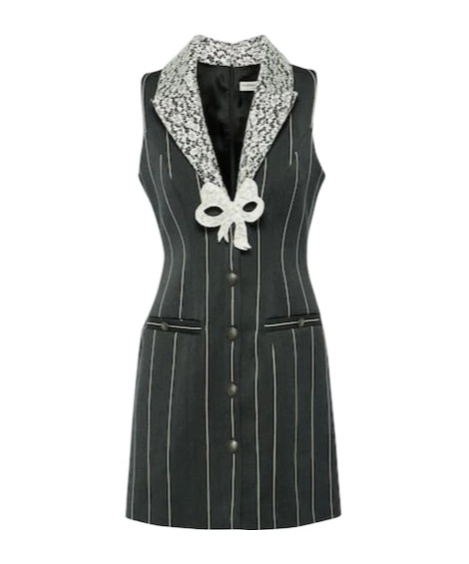 Alessandra Rich Pinstripe Wool-blend Minidress - Black