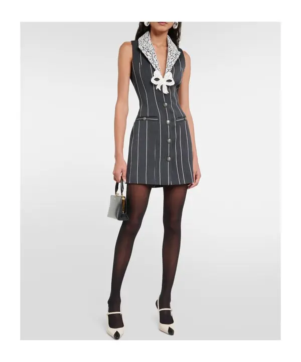 Alessandra Rich Pinstripe Wool-blend Minidress
