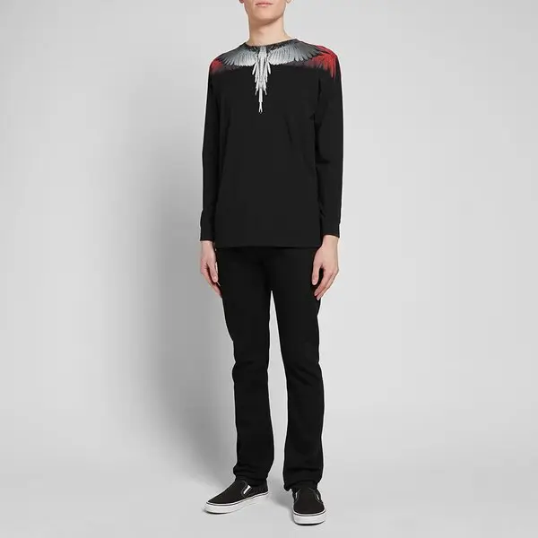 MARCELO BURLON COUNTY OF MILAN Printed Long-sleeved T-shirt - Black