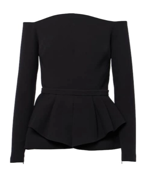 SAFIYAA LONDON Off-shoulder Crêpe Peplum Top