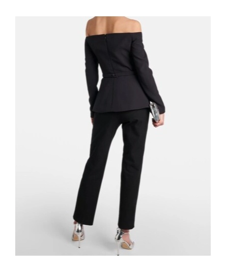 SAFIYAA LONDON Off-shoulder Crêpe Peplum Top