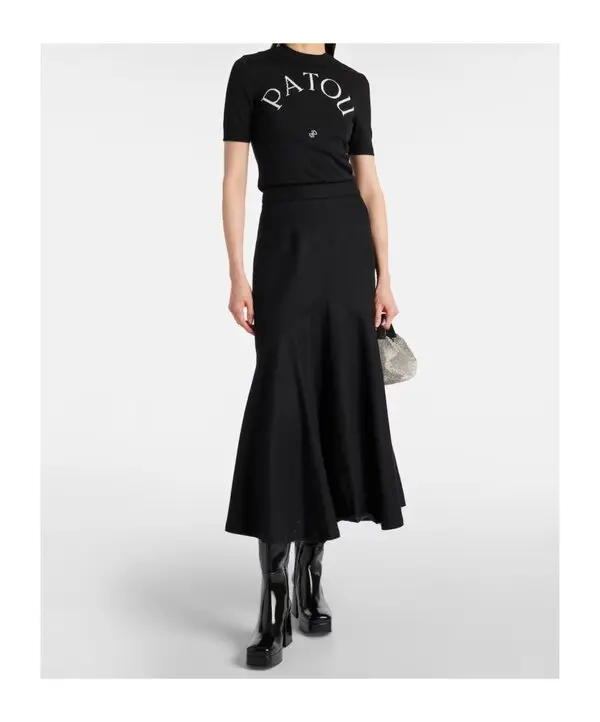 PATOU Pleated Detail Midi Skirt