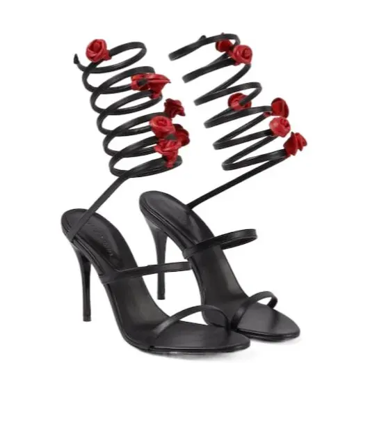 Magda Butrym Floral-appliqué Satin Sandals