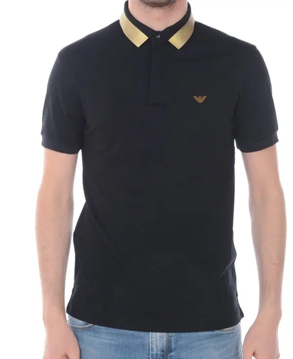 Emporio Armani Logo Slim Polo Shirt - Black