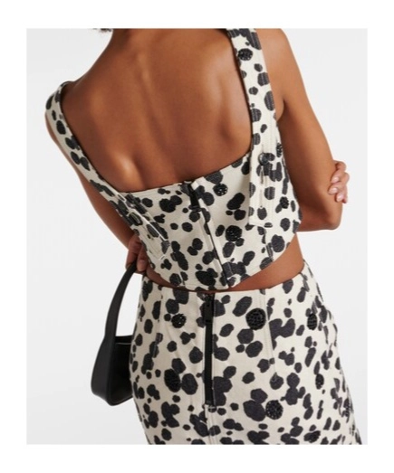 AREA Denim Corset With Logo Detail