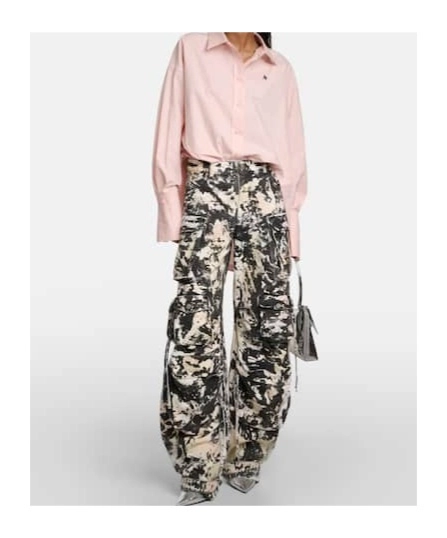 Attico Fern Printed Mid-rise Cargo Jeans - Nude