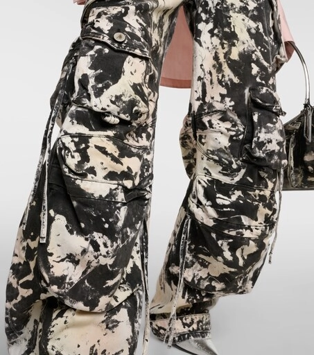 Attico Fern Printed Mid-rise Cargo Jeans - Nude
