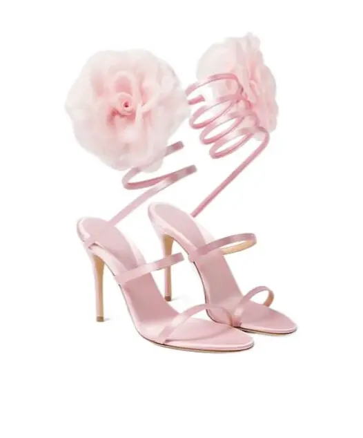 Magda Butrym Floral-appliqué Satin Sandals
