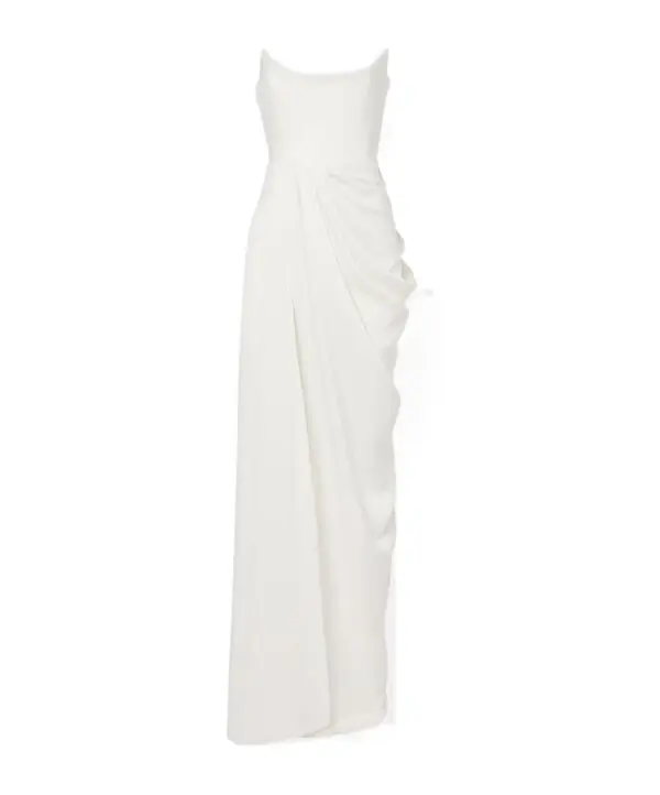 Alex Perry Draped Crepe Corset-style Long Dress
