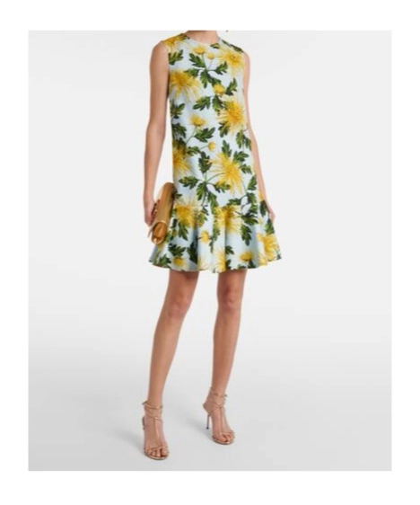 Oscar De La Renta Chrysanthemum Pattern Dress