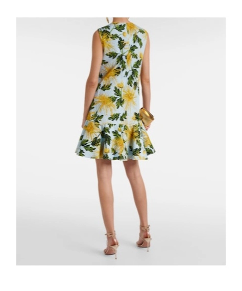 Oscar De La Renta Chrysanthemum Pattern Dress