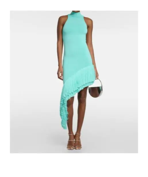 David Koma Fringed Knitted Midi Dress