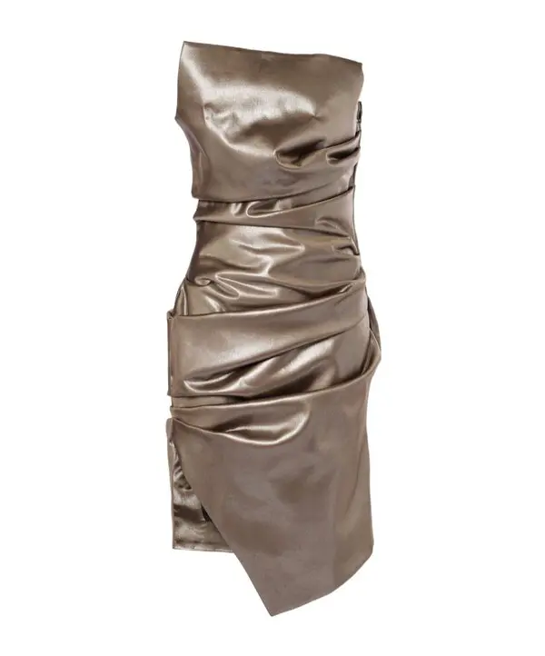 MUGLER Pleated Metallic Dress