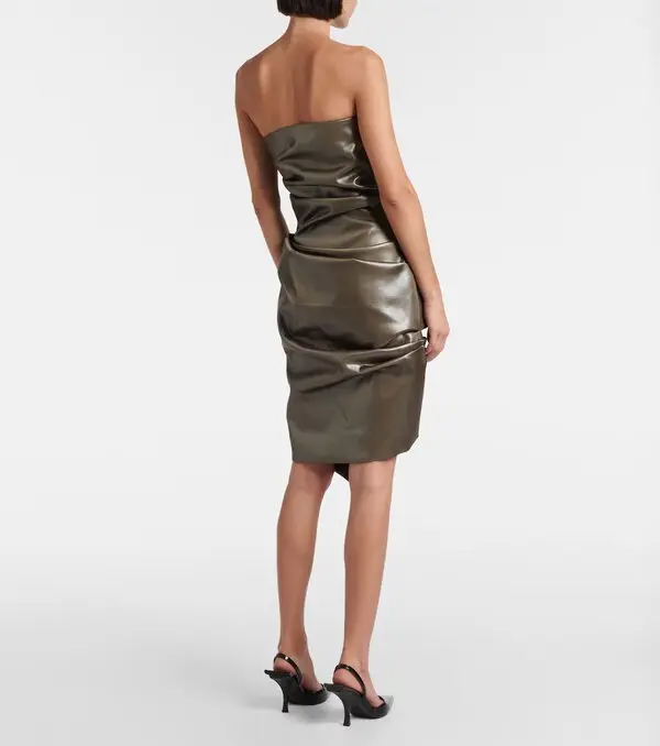 MUGLER Pleated Metallic Dress