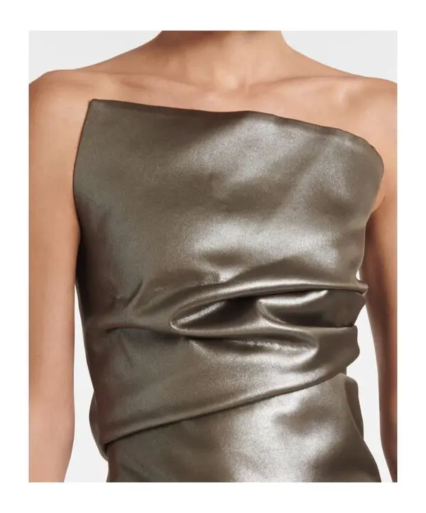 MUGLER Pleated Metallic Dress