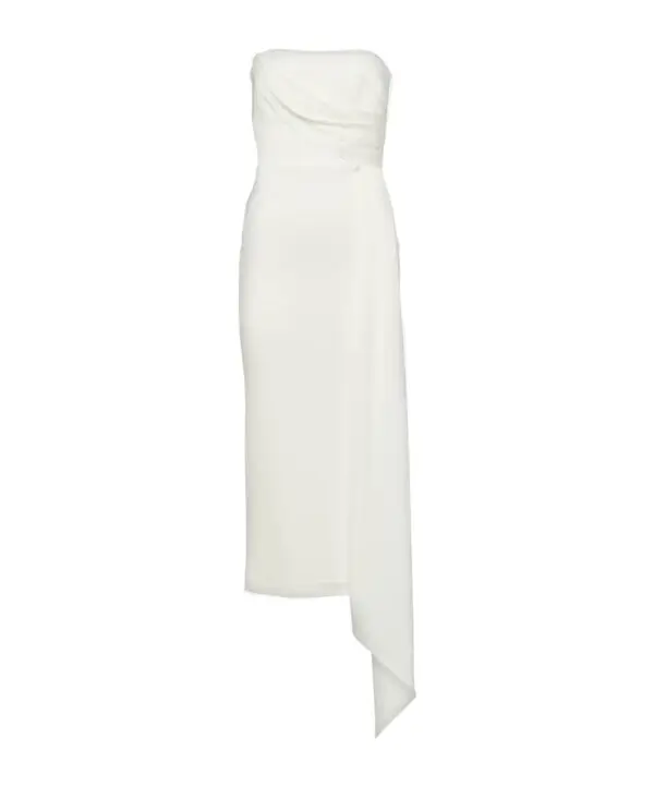 Alex Perry Bridal Draped Strapless Crepe Midi Dress - White