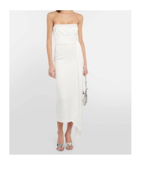 Alex Perry Draped Strapless Crepe Midi Dress