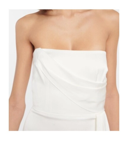 Alex Perry Draped Strapless Crepe Midi Dress