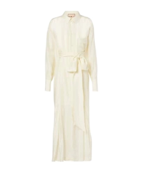 Plan C Belted Silk Shirtdress - White