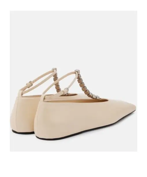 JIL SANDER Crystal-embellished Leather Ballet Flats