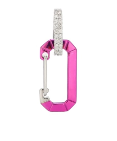 EERA Chiara Single Earring In 18kt White Gold And Sterling Silver With Diamonds - Pink