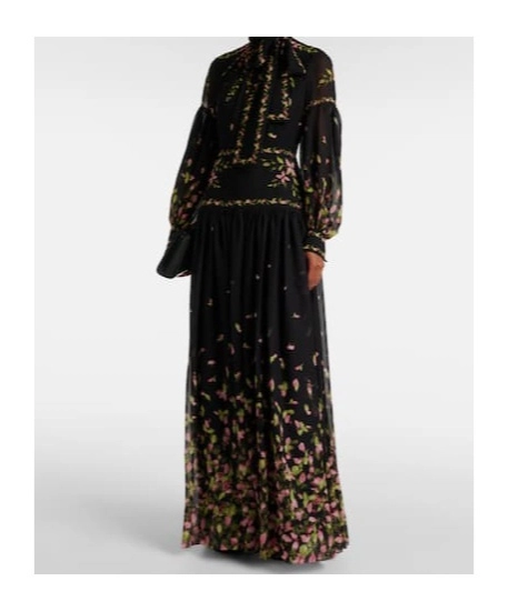 Erdem Floral Silk Voile Gown