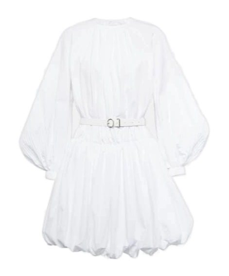 JIL SANDER Leather-trimmed Cotton Poplin Minidress - White