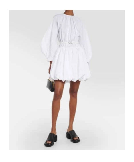 JIL SANDER Cotton Poplin Minidress With Calfskin Belt