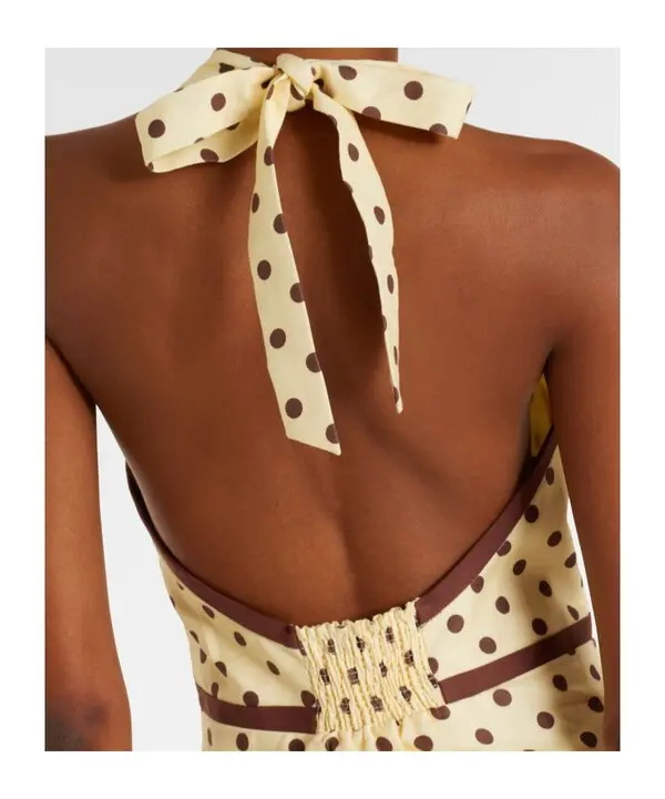 Posse Bowie Polka-dot Linen And Cotton Midi Dress - Nude