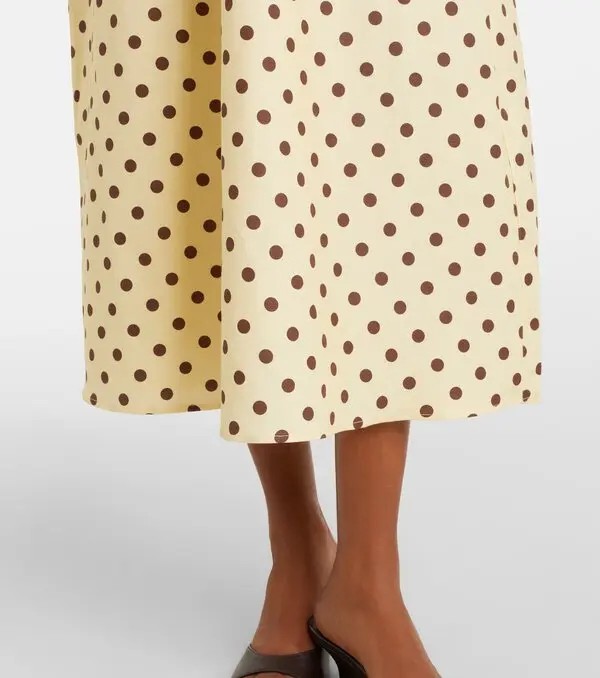Posse Bowie Polka-dot Linen And Cotton Midi Dress - Nude
