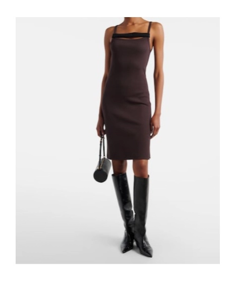COURREGES Ribbed-knit Cotton Jersey Midi Dress