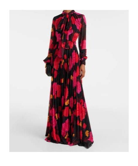 Erdem Floral Pleated Voile Gown