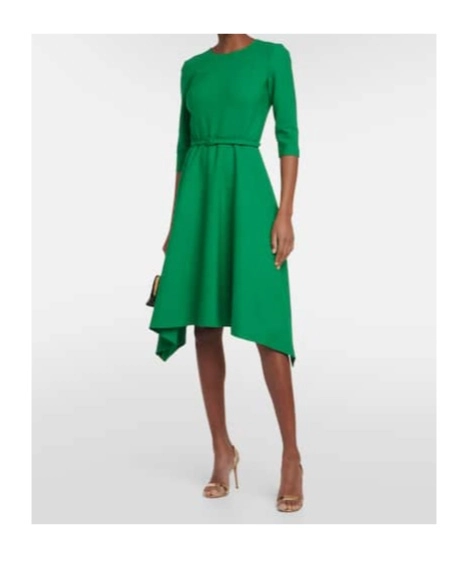 Oscar De La Renta Wool-blend Midi Dress With Irregular Hem