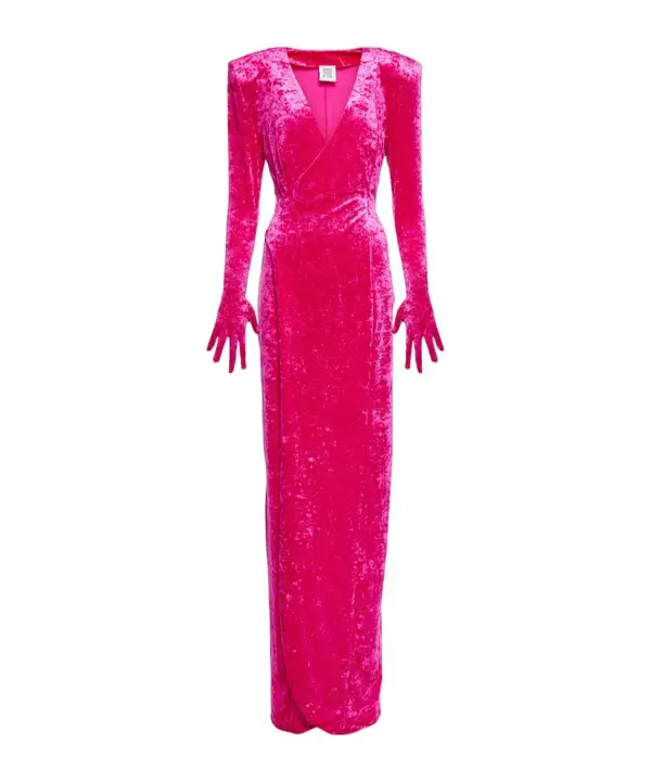 Vetements A Long Velvet Dress With Gloves