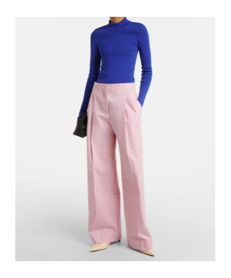 JIL SANDER Pleated Cotton Wide-leg Trousers