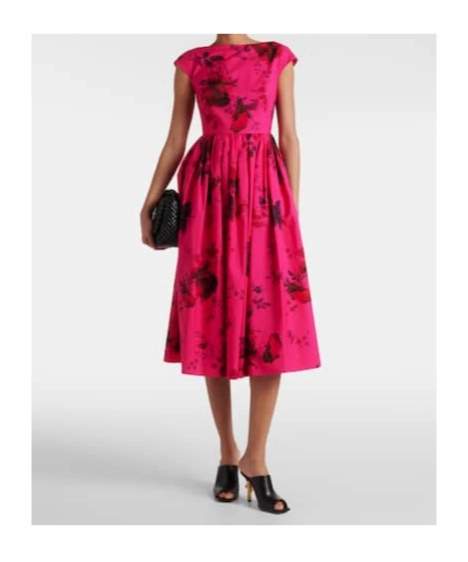 Erdem Floral Cotton Faille Midi Dress