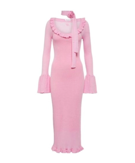Blumarine Ruffled Wool Midi Dress