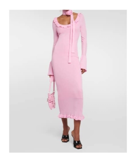 Blumarine Ruffled Wool Midi Dress