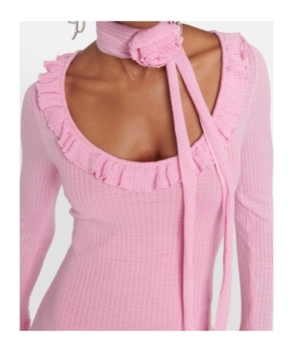 Blumarine Ruffled Wool Midi Dress