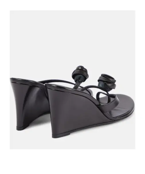 Magda Butrym Floral-appliqué Leather Wedge Mules