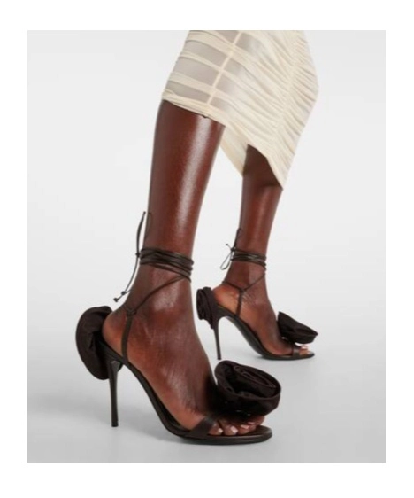 Magda Butrym Floral-appliqué Satin Sandals